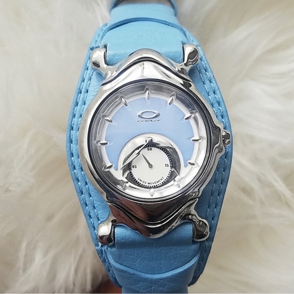 Oakley | Jewelry | Rare Pristine Oakley Jury Sapphire Crystal Baby Blue ...